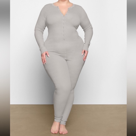 SKIMS | Intimates & Sleepwear | Skims Logo Pointelle Henley Onesie ...